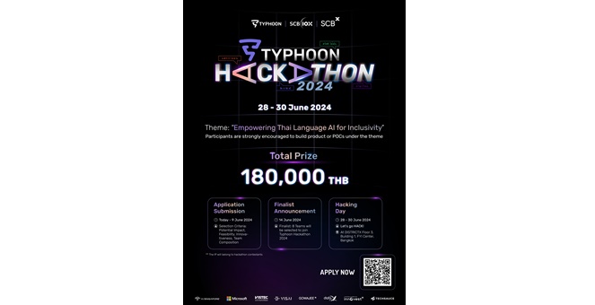 กลุ่ม SCBX เปิดเวที “Typhoon Hackathon 2024” เฟ้นหาสุดยอดทีมนักพัฒนาแอปพลิเคชันต่อยอดจากโมเดล ...
